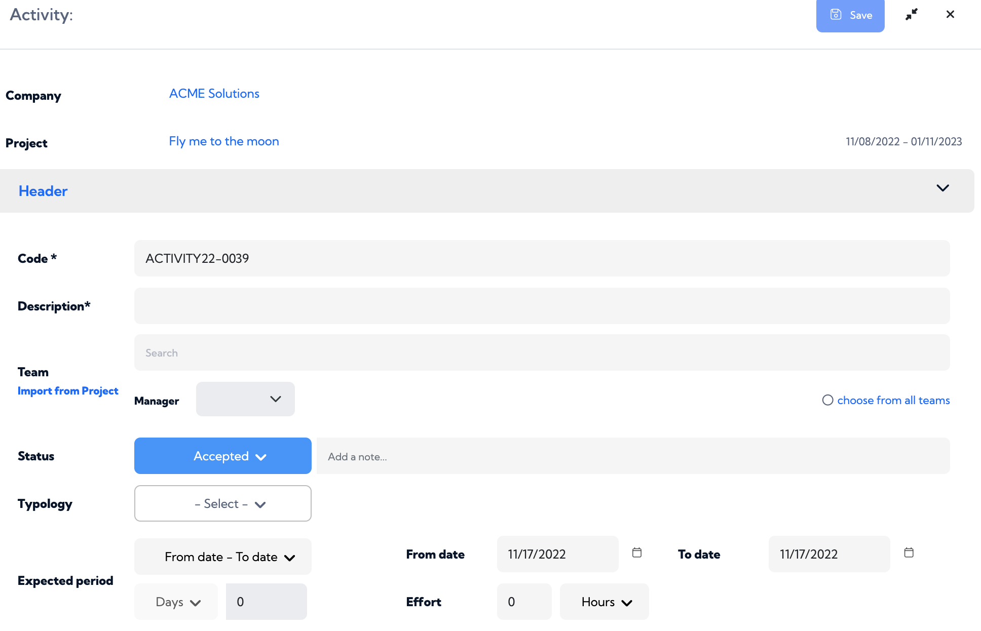 How to Add Activities to a Project – Virtus Flow