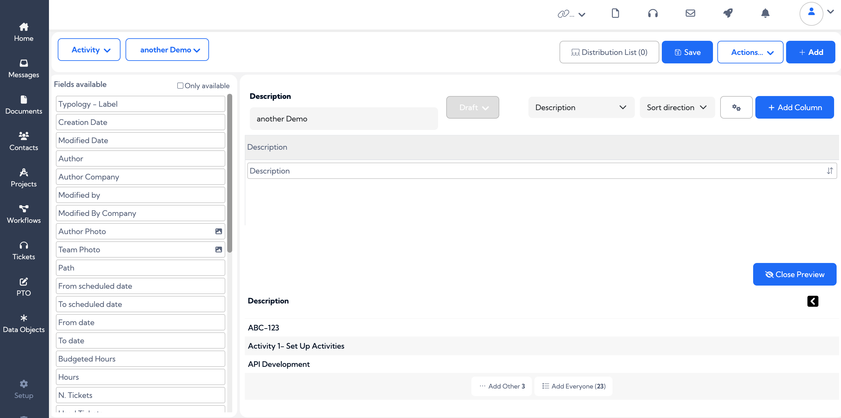 Create Custom Tables view of your projects and activities – Virtus Flow