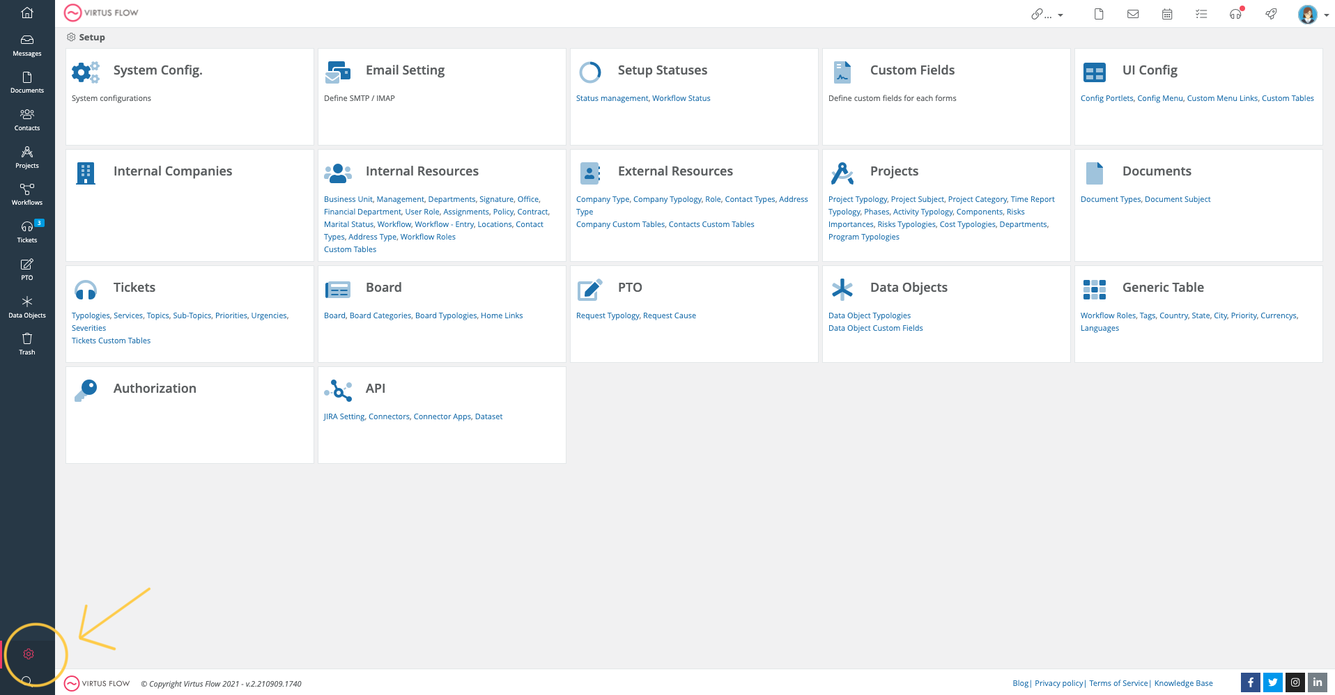 Configure Setup Tables – Virtus Flow