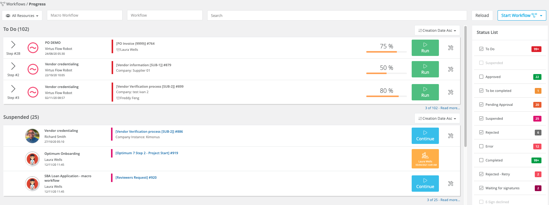 Project Workflows – Virtus Flow
